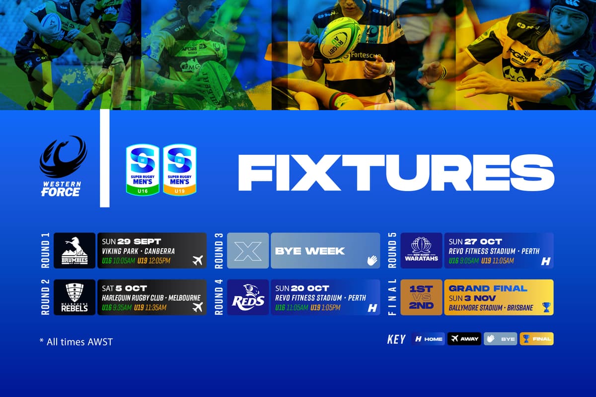 Fixtures confirmed for 2024 Super Rugby U16s & U19s