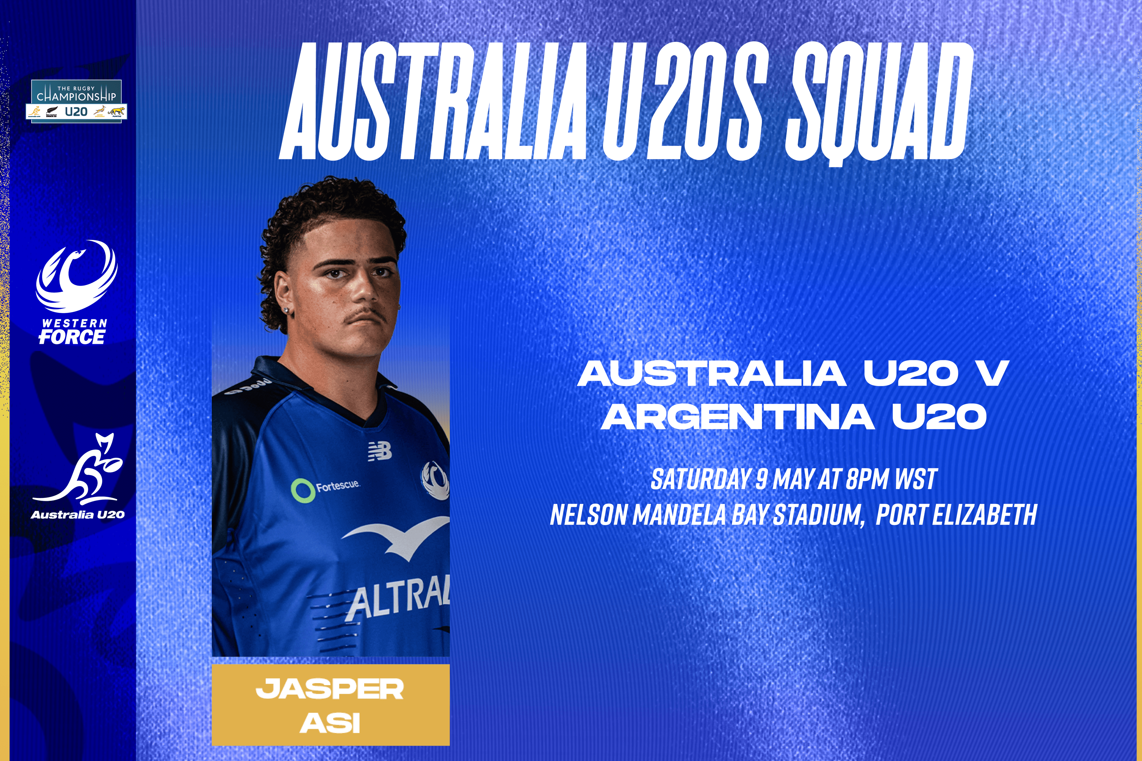 Force prop Asi named in Australia U20 team for Argentina clash