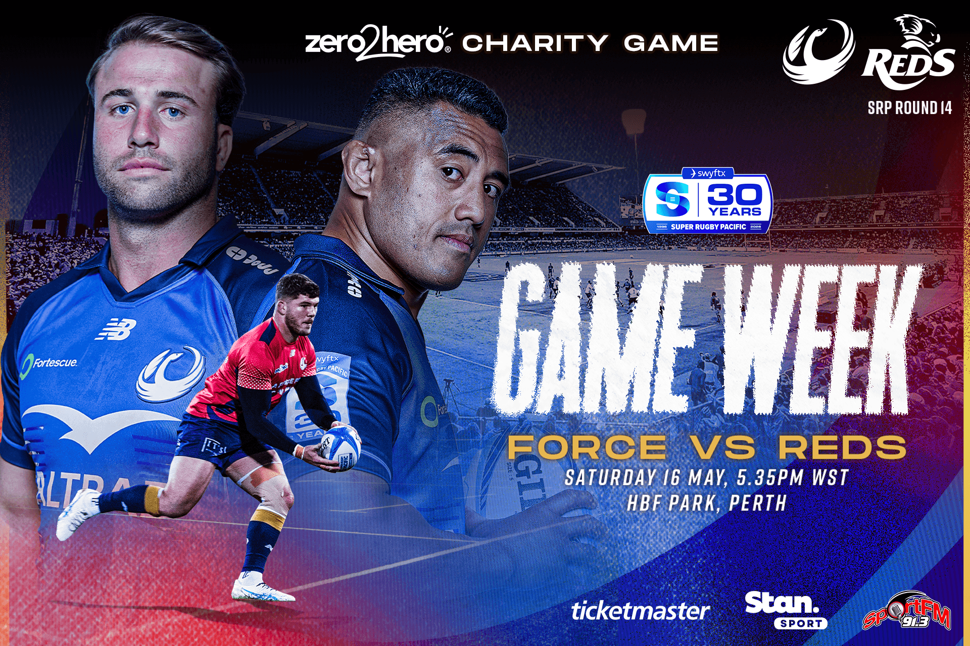 Gameday Info - Force vs Queensland Reds - Saturday 16 May